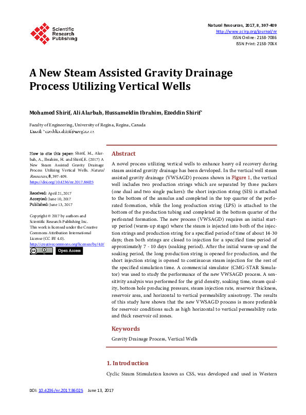 (PDF) A New Steam Assisted Gravity Drainage Process Utilizing Vertical ...