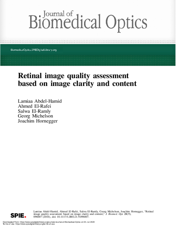 (PDF) Retinal image quality assessment based on image clarity and content