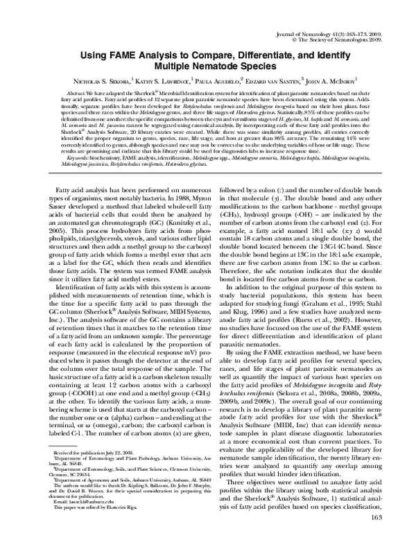 (PDF) Using FAME Analysis to Compare, Differentiate, and Identify ...