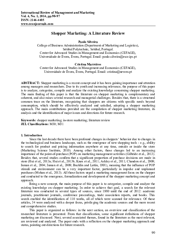 (PDF) Shopper marketing: a literature review