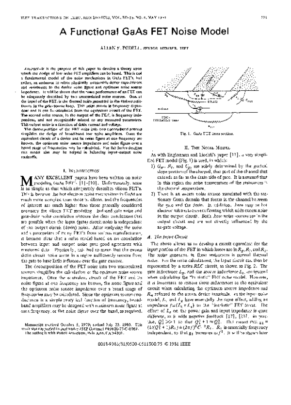 (PDF) A functional GaAs FET noise model