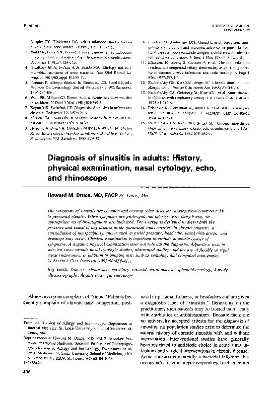 (PDF) Diagnosis of sinusitis in adults: History, physical examination ...