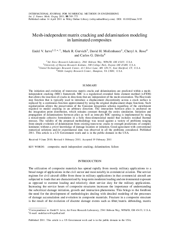 Pdf Mesh Independent Matrix Cracking And Delamination Modeling In Laminated Composites