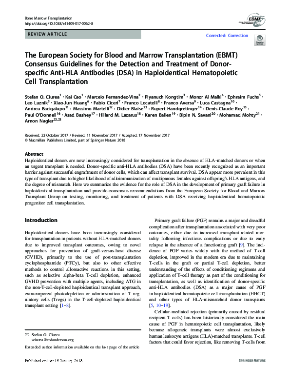 (PDF) The European Society for Blood and Marrow Transplantation (EBMT ...