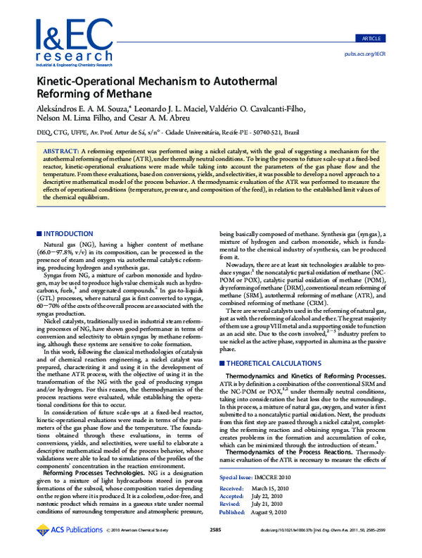 (PDF) Kinetic-Operational Mechanism to Autothermal Reforming of Methane