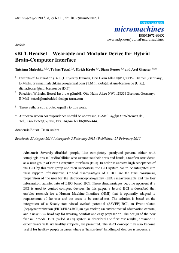 (PDF) sBCI-Headset—Wearable and Modular Device for Hybrid Brain ...