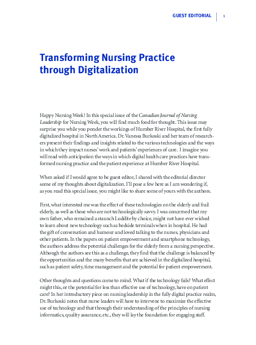 (PDF) Transforming Nursing Practice through Digitalization