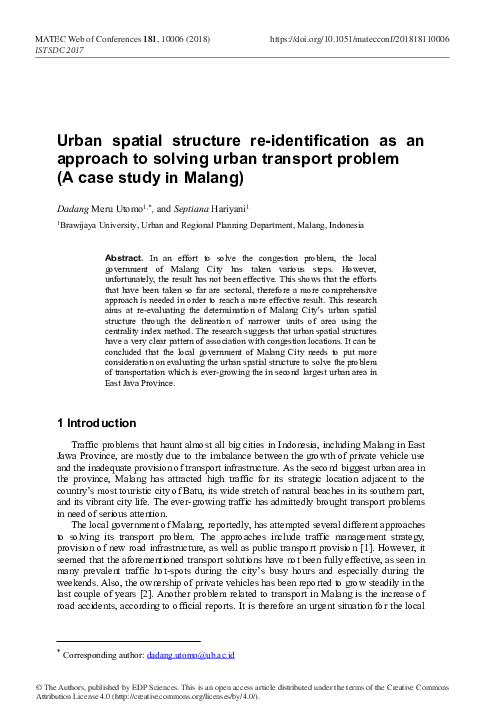 (PDF) Urban spatial structure re-identification as an approach to solving urban transport ...