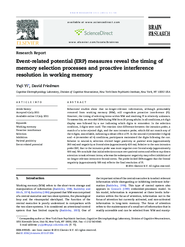 (PDF) Event-related potential (ERP) measures reveal the timing of memory selection processes and ...