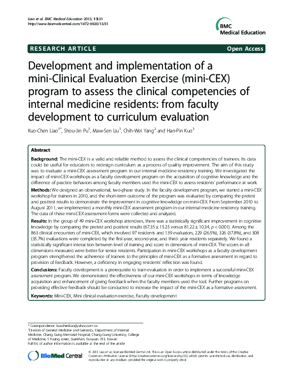 (PDF) Development and implementation of a mini-Clinical Evaluation ...