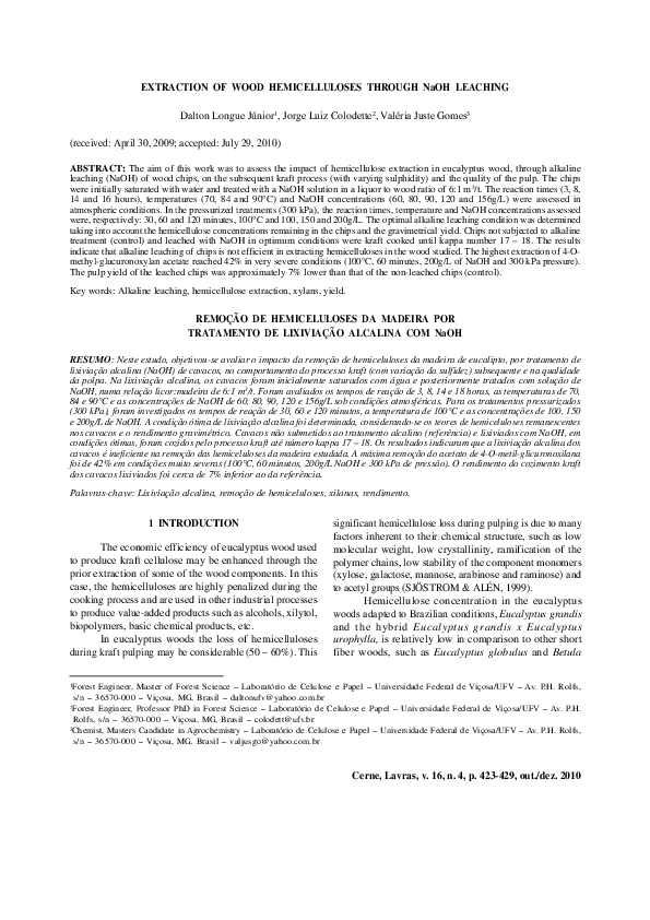 (PDF) Extraction of wood hemicelluloses through NaOH leaching