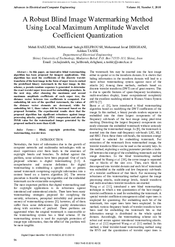 (PDF) A Robust Blind Image Watermarking Method Using Local Maximum Amplitude Wavelet Coefficient ...