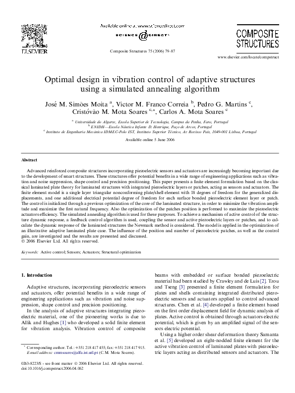 (PDF) Optimal design in vibration control of adaptive structures using a simulated annealing ...