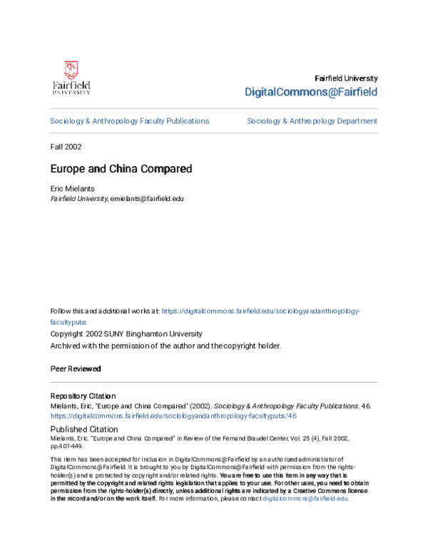 (PDF) Europe and China Compared