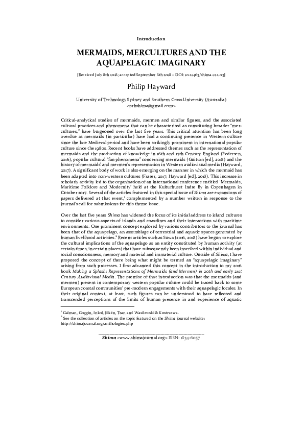 (PDF) Mermaids, Mercultures and the Aquapelagic Imaginary