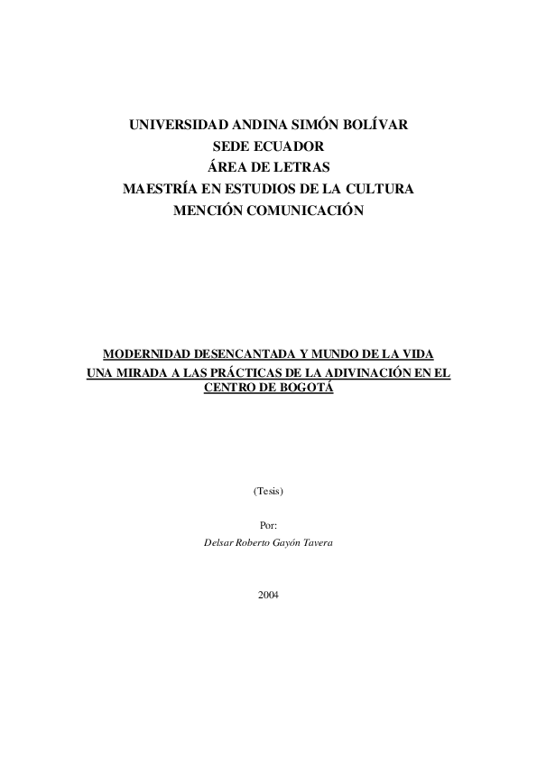 (PDF) Modernidad desencantada y mundo de la vida: una mirada a las ...