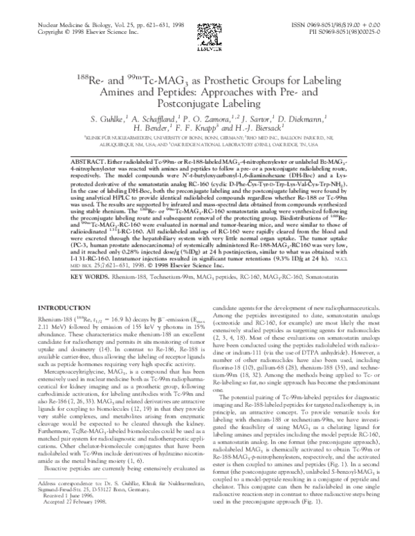 (PDF) 188Re- and 99mTc-MAG 3 as prosthetic groups for labeling amines ...