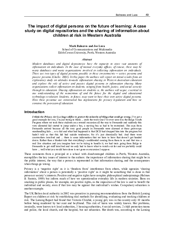 (PDF) The Impact of Digital Persona on the Future of Learning: with a case study on digital ...