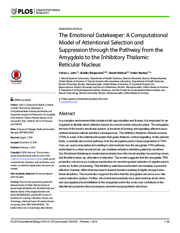 (PDF) The Emotional Gatekeeper: A Computational Model of Attentional Selection and Suppression ...