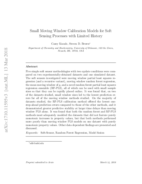 (PDF) Small moving window calibration models for soft sensing processes ...