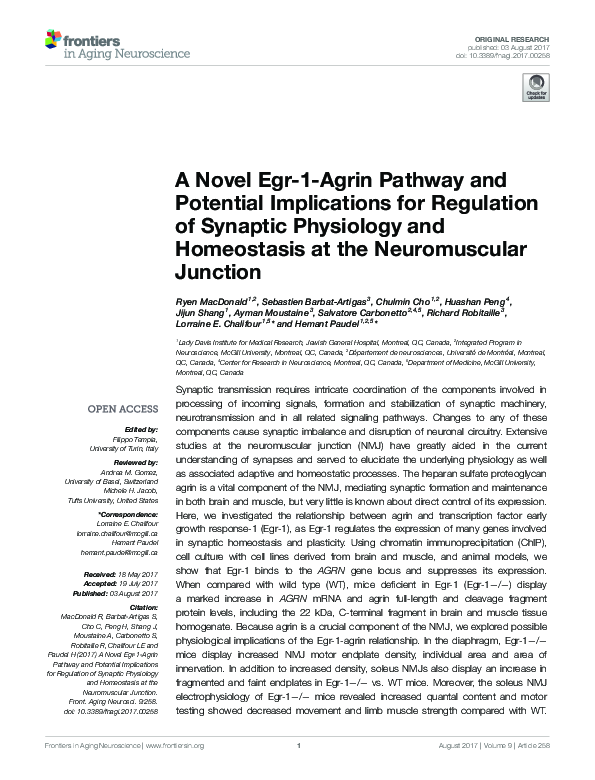 (PDF) A Novel Egr-1-Agrin Pathway and Potential Implications for ...