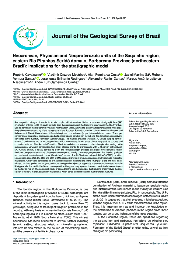 (PDF) Neoarchean, Rhyacian and Neoproterozoic units of the Saquinho ...