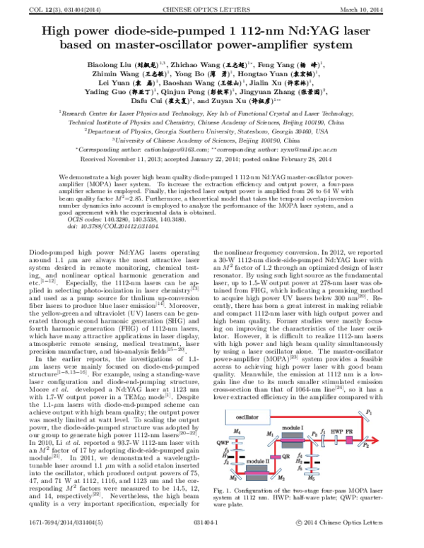(PDF) High power diode-side-pumped 1 112-nm Nd:YAG laser based on ...