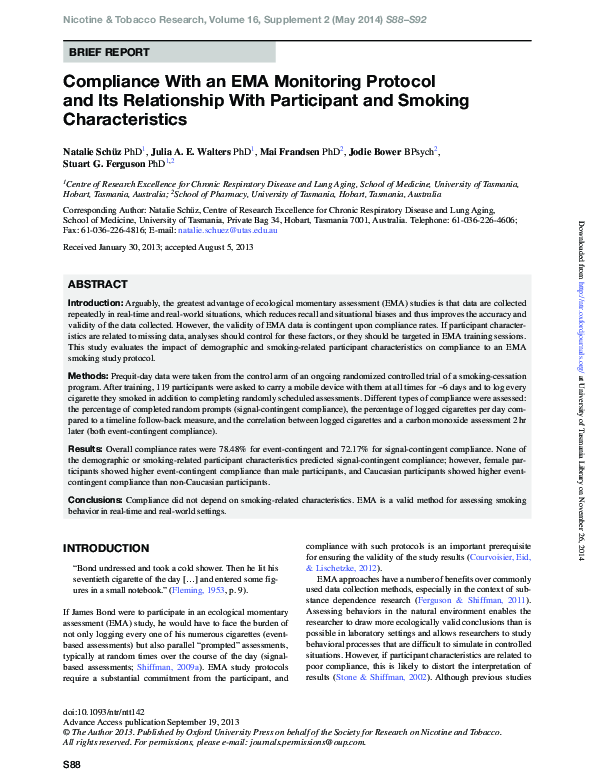 (PDF) Compliance With an EMA Monitoring Protocol and Its Relationship ...