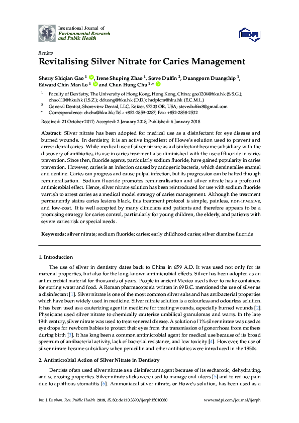 (PDF) Revitalising Silver Nitrate for Caries Management