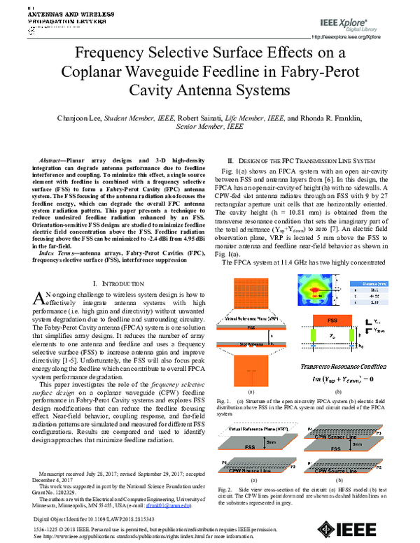 (PDF) Frequency Selective Surface Effects on a Coplanar Waveguide ...