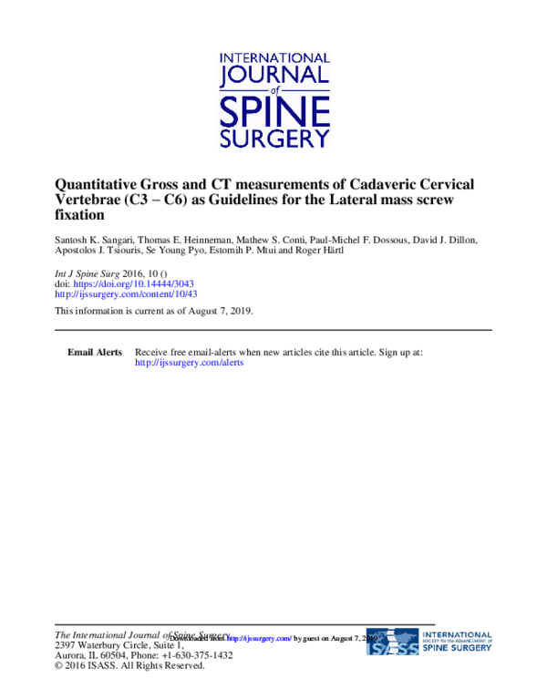 (PDF) Quantitative Gross and CT measurements of Cadaveric Cervical ...