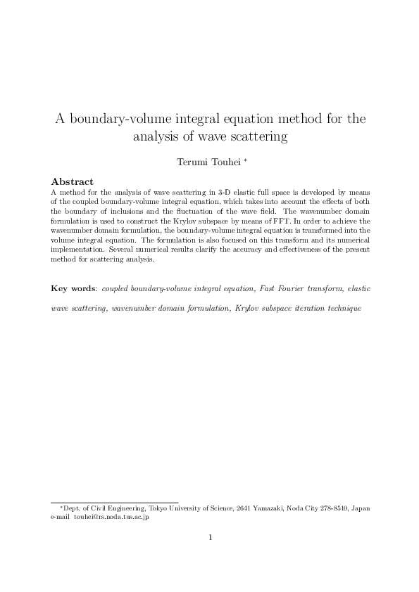 (PDF) A boundary-volume integral equation method for the analysis of wave scattering