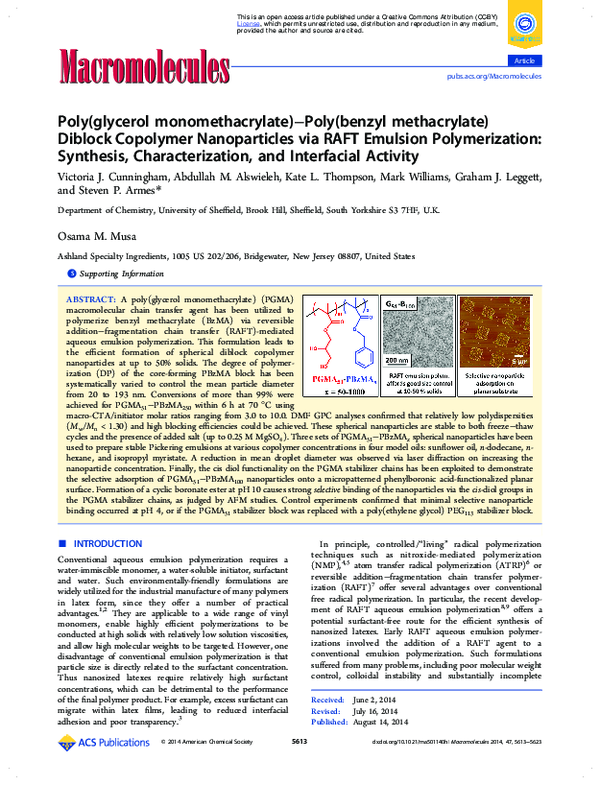 (PDF) Poly(glycerol monomethacrylate)–Poly(benzyl methacrylate) Diblock ...