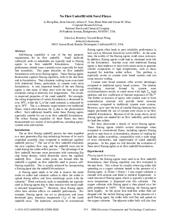 (PDF) No Flow Underfill with Novel Fluxes