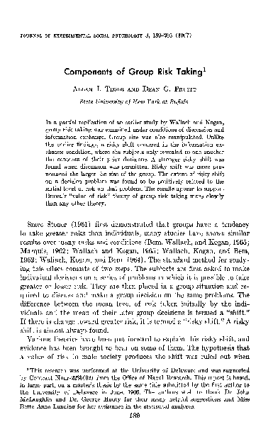 (PDF) Components of group risk taking