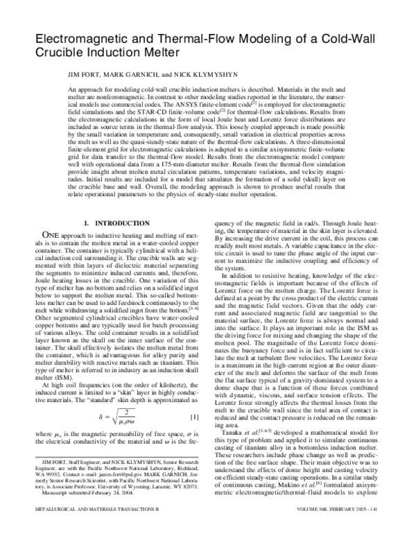 (PDF) Electromagnetic and thermal-flow modeling of a cold-wall crucible ...