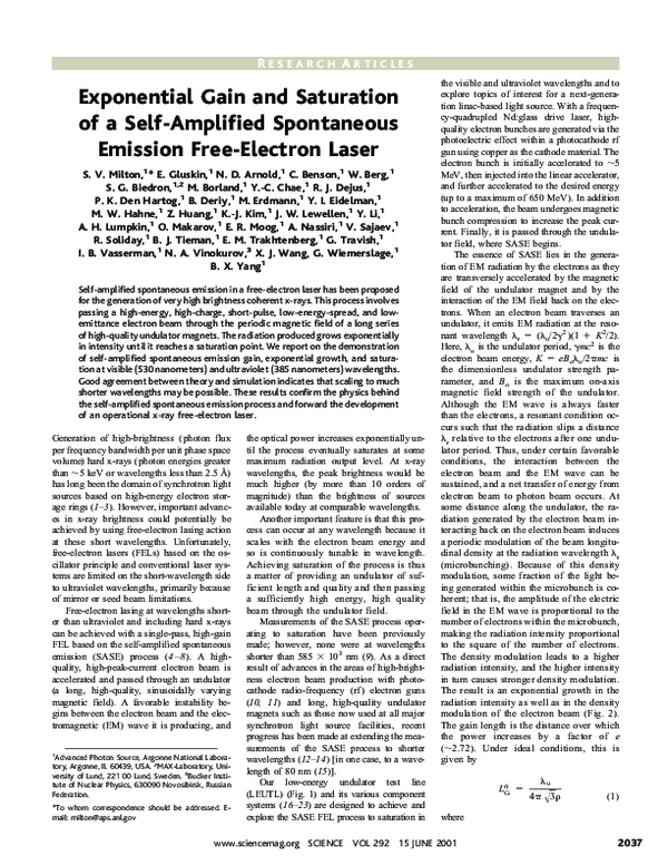 (PDF) Exponential Gain and Saturation of a Self-Amplified Spontaneous ...