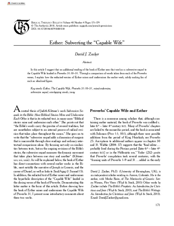 (PDF) Esther: Subverting the “Capable Wife”