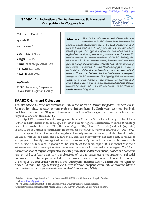 (PDF) Saarc: An Evaluation of Its Achievements, Failures, and ...