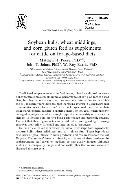 (PDF) Soybean hulls, wheat middlings, and corn gluten feed as ...