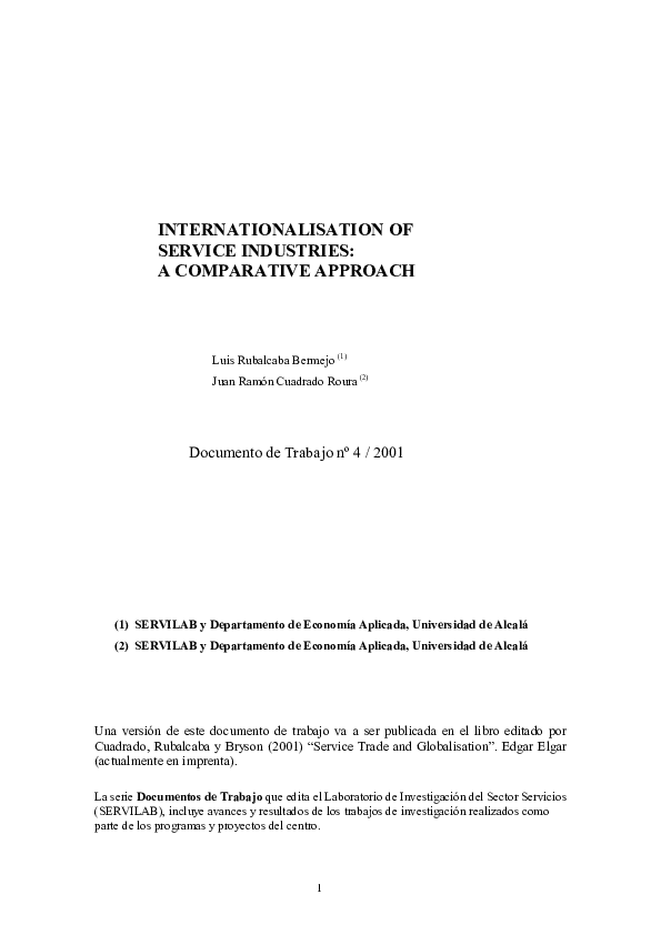 (PDF) Internationalisation of service industries: a comparative ...