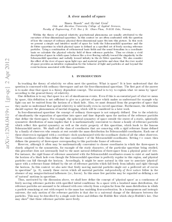 (PDF) A river model of space
