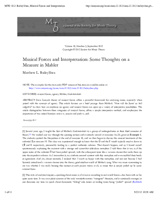 (PDF) Musical Forces and Interpretation