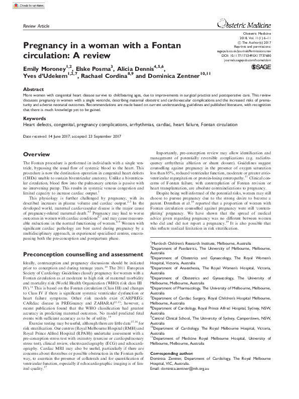 (PDF) Pregnancy in a woman with a Fontan circulation: A review