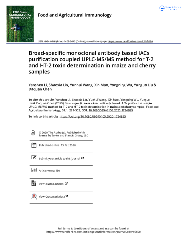 (PDF) Broad-specific monoclonal antibody based IACs purification ...