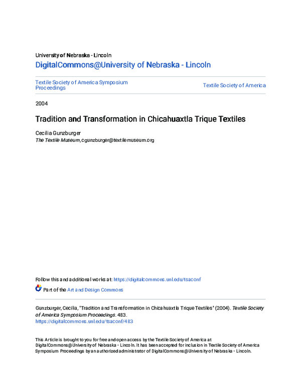 (PDF) Tradition and Transformation in Chicahuaxtla Trique Textiles
