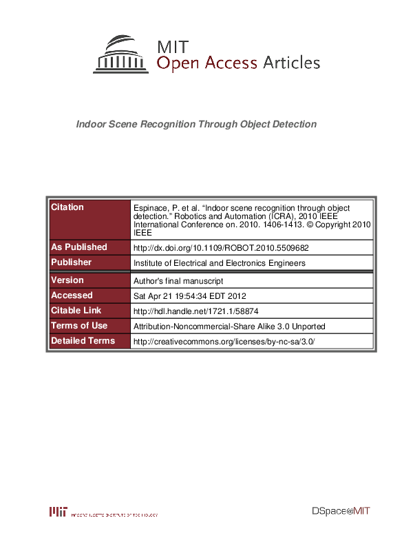 (PDF) Indoor scene recognition through object detection