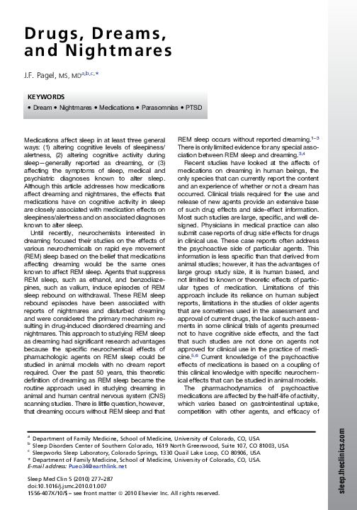 (PDF) Drugs, Dreams, and Nightmares
