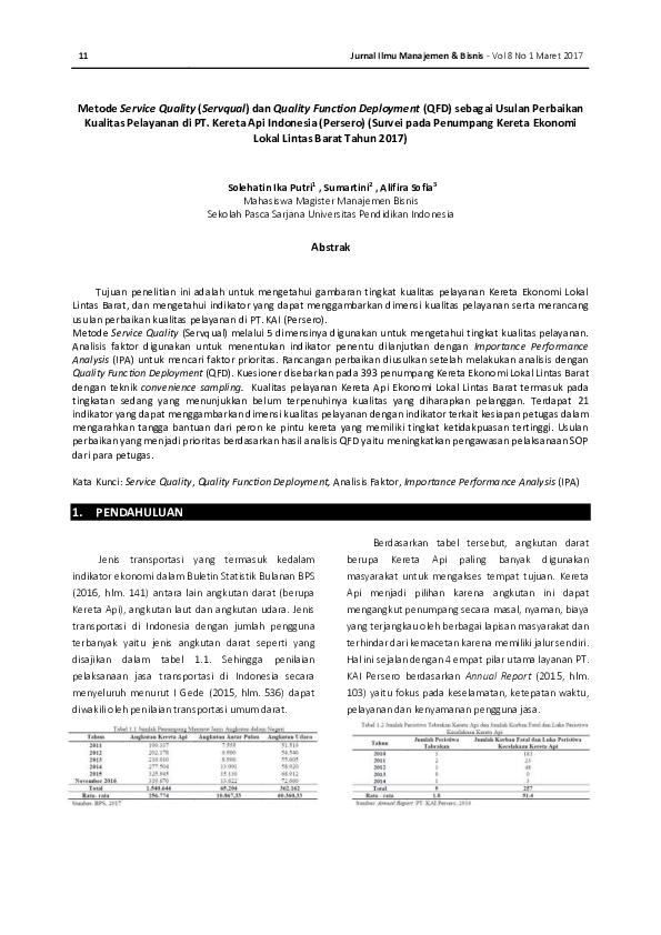 (PDF) Metode Service Quality (Servqual) dan Quality Function Deployment (QFD) sebagai Usulan ...