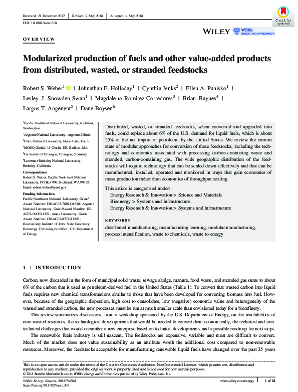 (PDF) Modularized production of fuels and other value-added products ...